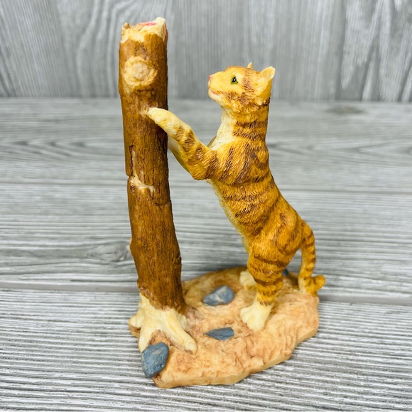 Accents | Border Fine Arts Figurine Orange Tabby Cat Scratching On Tree ...